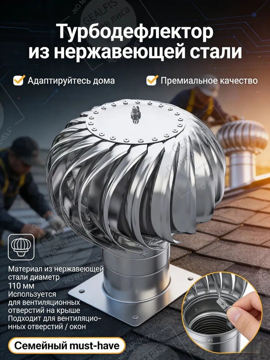 Дефлектор из нержавеющей стали AISI 304 110 мм для усиления тяги в гараже и доме