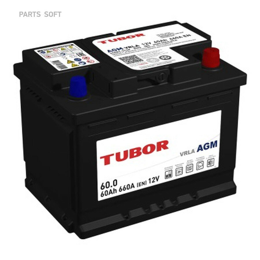 АКБ TUBOR AGM 6CT-60.0 VRLA от официального дистрибьютора, TUBOR, артикул 4610082700055