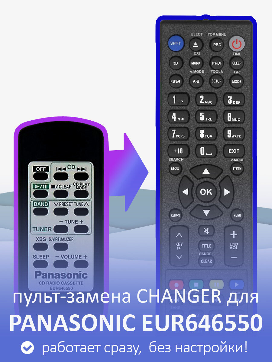 Пульт-замена для PANASONIC EUR646550