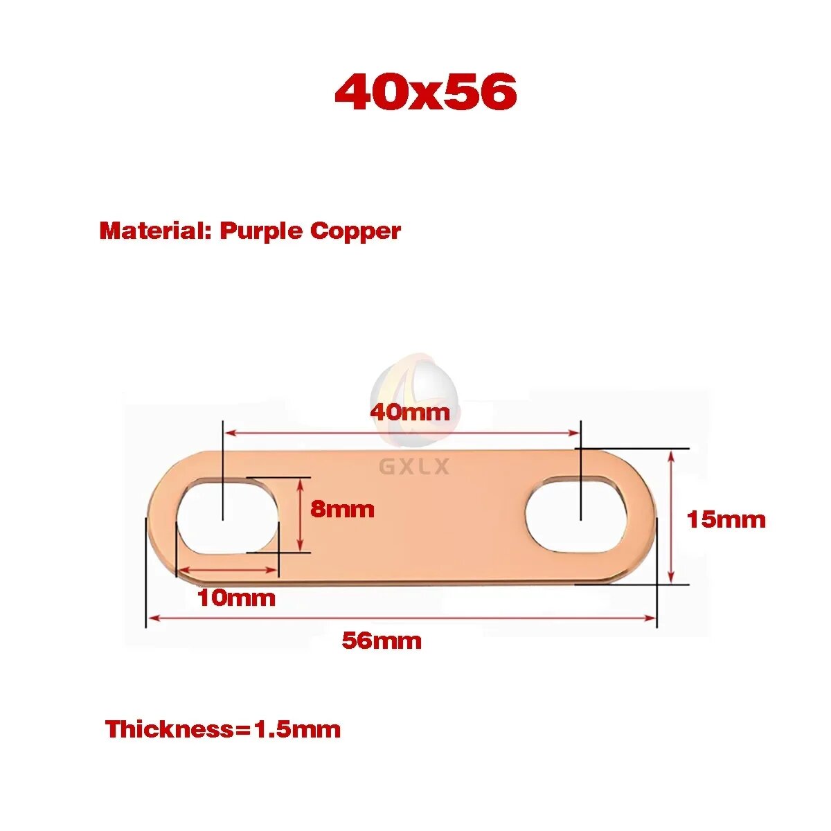Соединительные пластины медные фиолетовые 40x56, 5pcs
