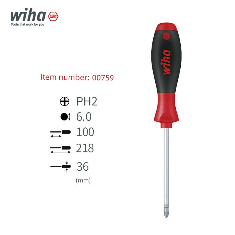 Отвертка Wiha PH2 длиной 100 мм с диаметром шлица 6.0 мм для тяжелых задач