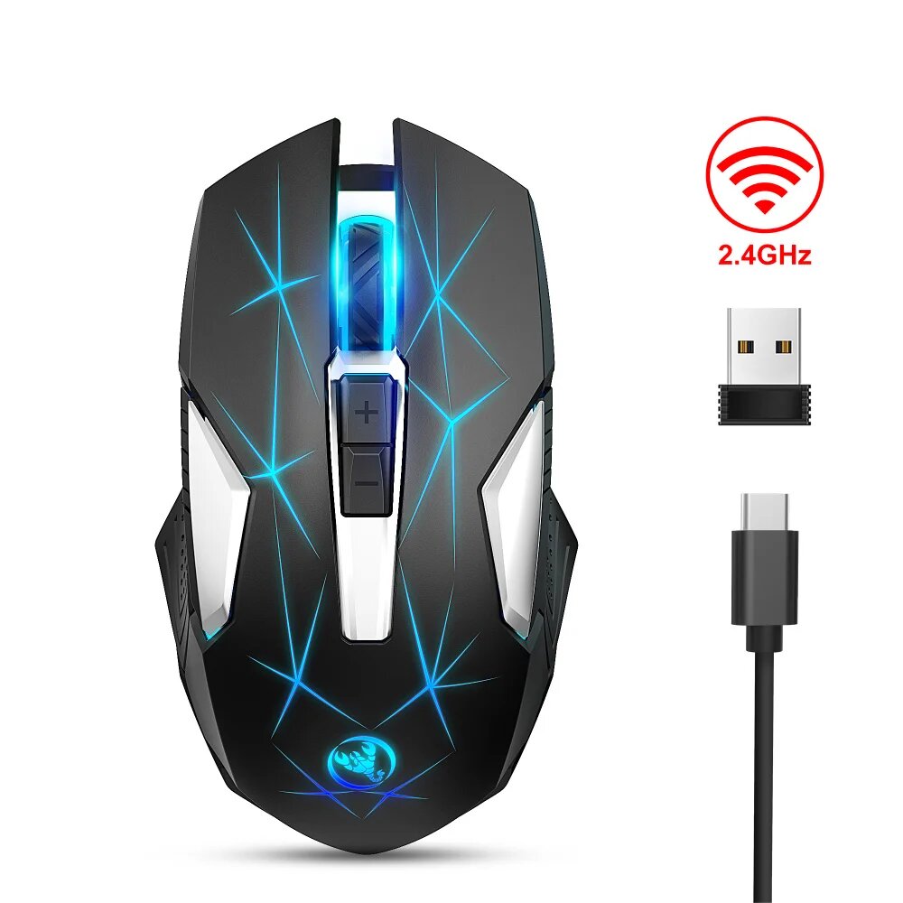 Беспроводная игровая мышь HXSJ T300-Black 2.4ГГц RGB