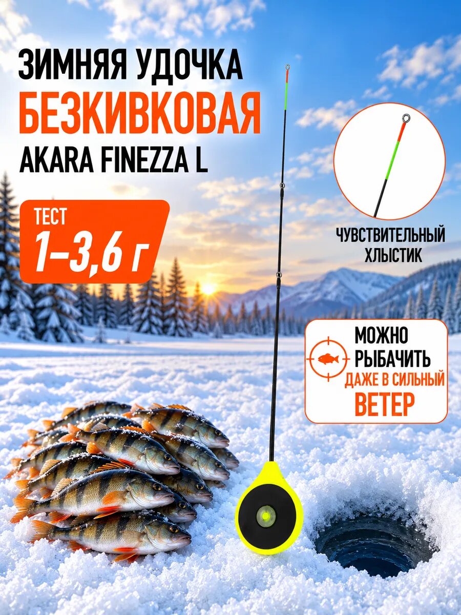 Зимняя удочка безкивковая с катушкой для рыбалки на мормышку 1-3,6 г