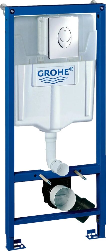Инсталляция с кнопкой Grohe Rapid SL 38721001 50 см, крепление к стене/к полу, кнопка для унитаза хром, глянцевая, пневматическое управление