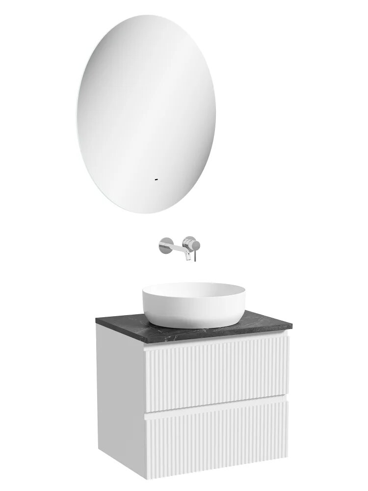 Мебель для ванной комнаты Sancos Сноб Р (Snob R) 60 белая (bianco), со столешницей TT60A1, раковина CN6022