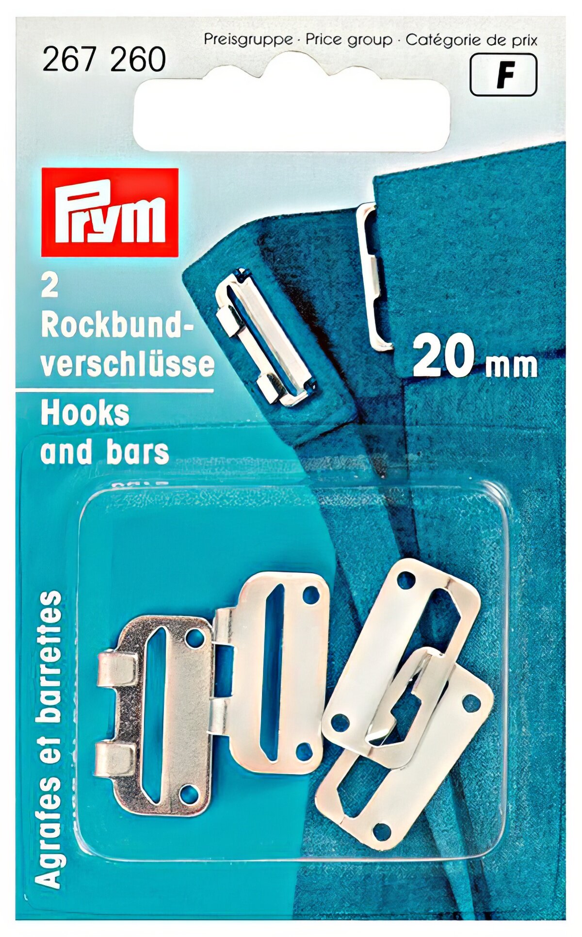 PRYM 267260 для брюк для юбки Застежки для пояса юбки и брюк 20 мм 2 шт. под никель