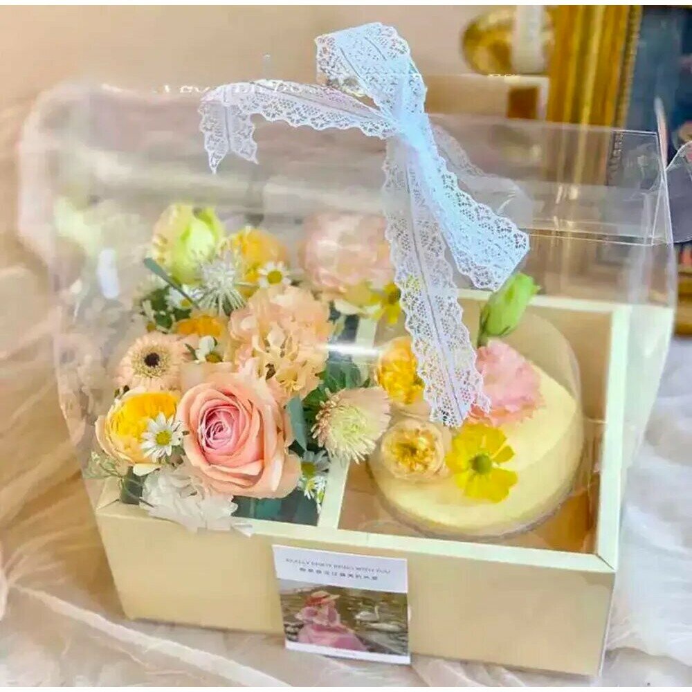 Подарочная коробка для бенто-тортов и cake to go, жёлтые, набор 5 шт, для упаковки десертов на вынос
