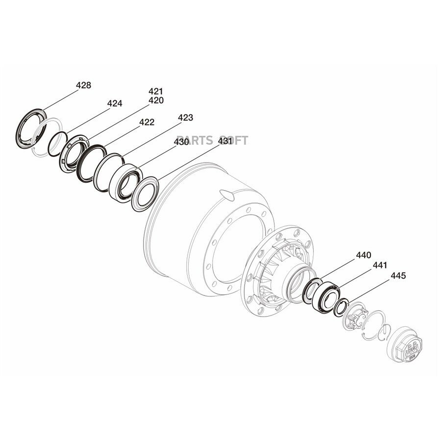 0980106890 Рмк ступицы ECO M136X2 5 без крышки и гайки) 05 102 5009 0006 от официального дистрибьютора, BPW, артикул 0980106890