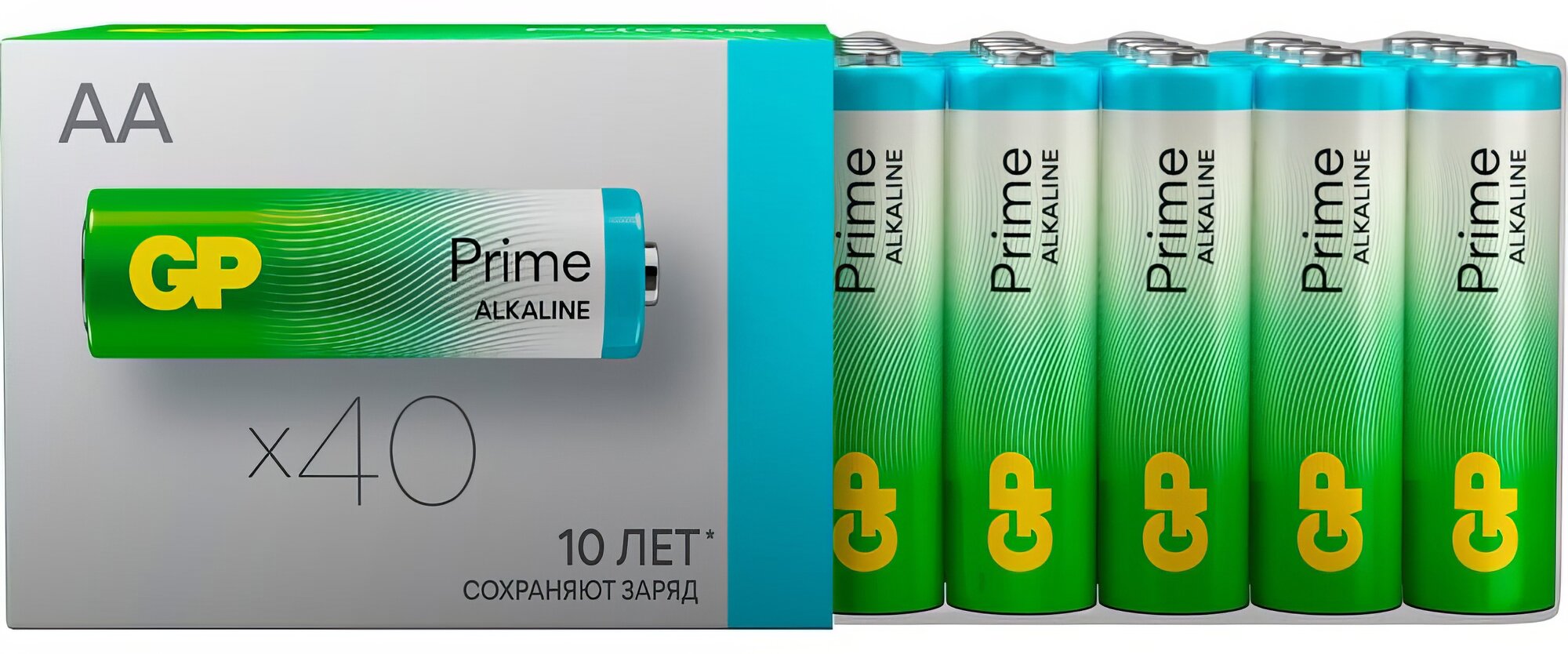 Алкалиновые пальчиковые батарейки GP АА Prime Alkaline, набор 40 шт. 19729
