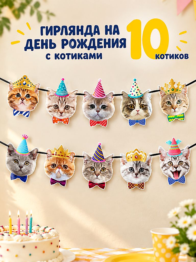 Гирлянда растяжка 500 см 1 шт картон серый