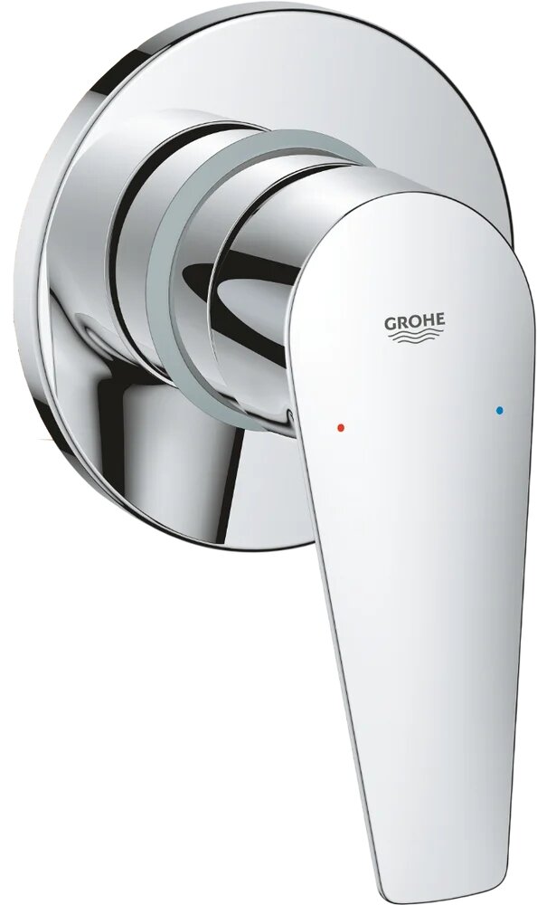 Встраиваемый смеситель для душа и ванны Grohe BauEdge 29040001 С внутренней частью, латунный, рычажный, настенный, хром, глянцевый, с керамическим картриджем