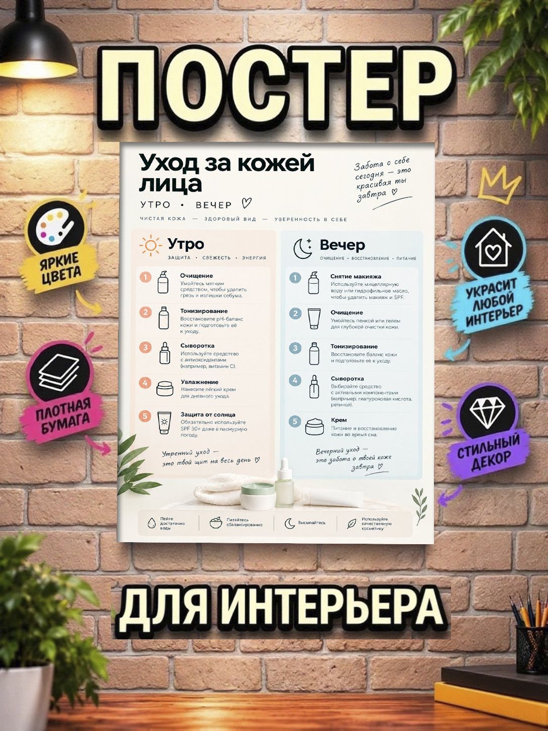 Постер "Уход за кожей лица" А4