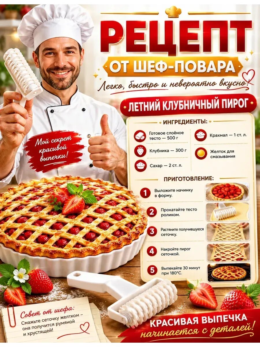 Резак для теста, ролик для решетки для пирога