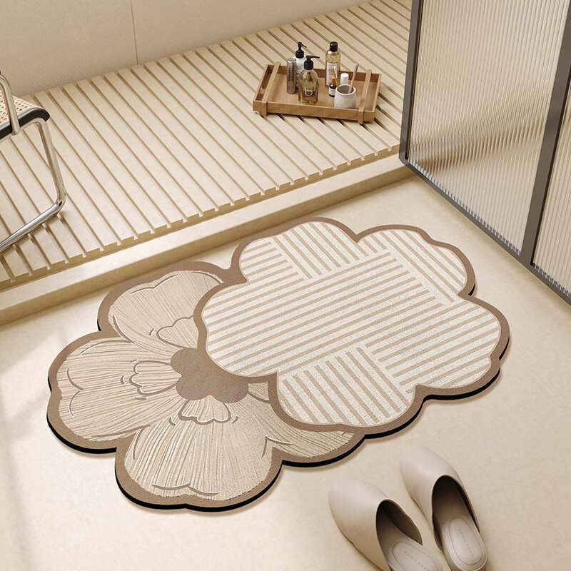 Мягкий коврик для ванной из диатомита Absorbent Floor Mat Non-slip Bath Mat Какао Полоса 40x60см