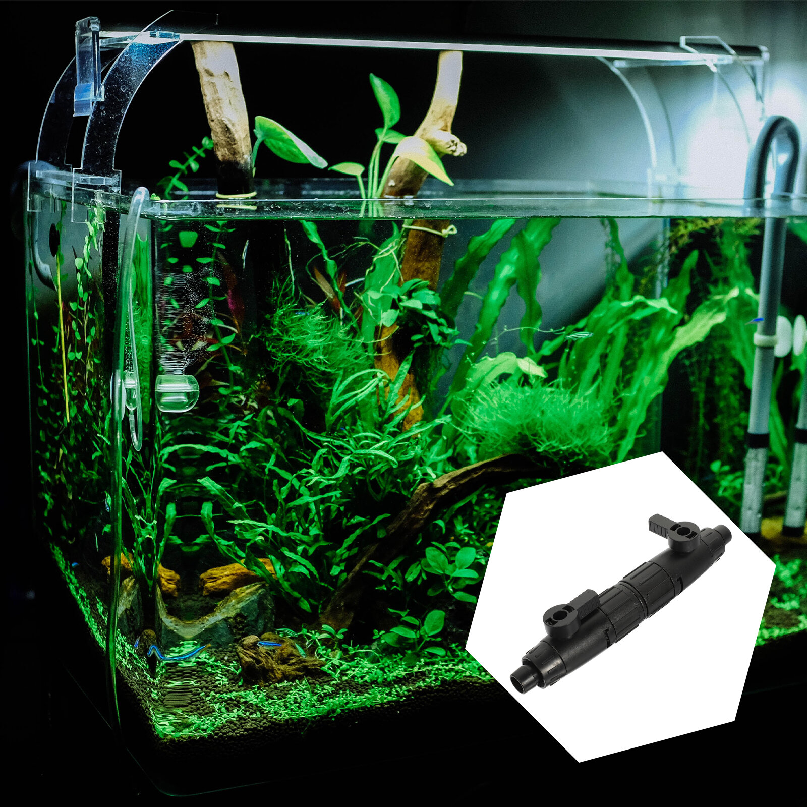 Кран Для Аквариума С Управлением Потоком Воды Чёрный 17.3X4X3CM