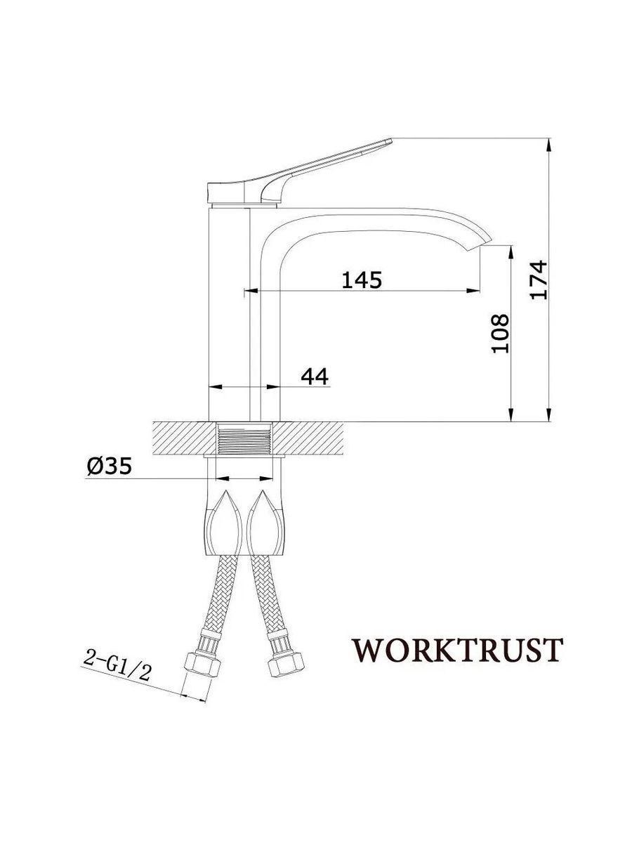Cмеситель для раковины V73411 хром WORKTRUST серия VIER