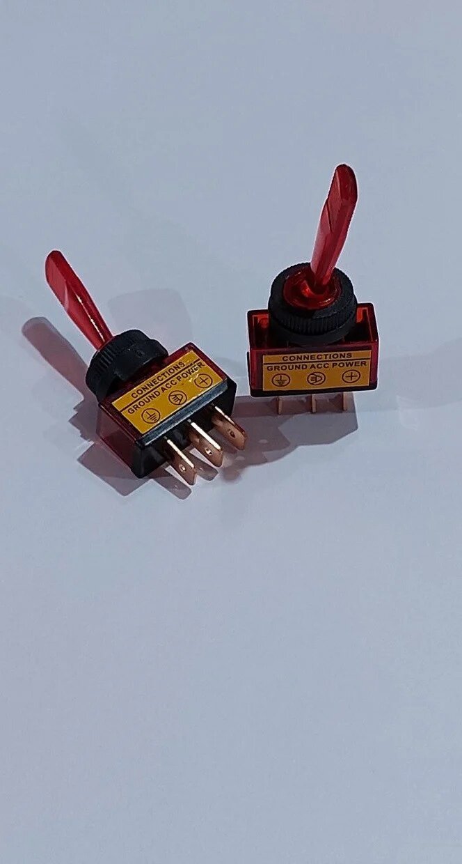 Тумблер 12V 20А однополюсный с красной подсветкой (3конт.) ON-OFF TM Nord YADA