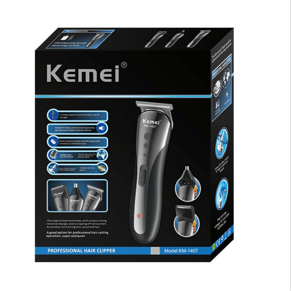 Машинка для стрижки KEMEI KM-1407, "три в одном", для волос и носа