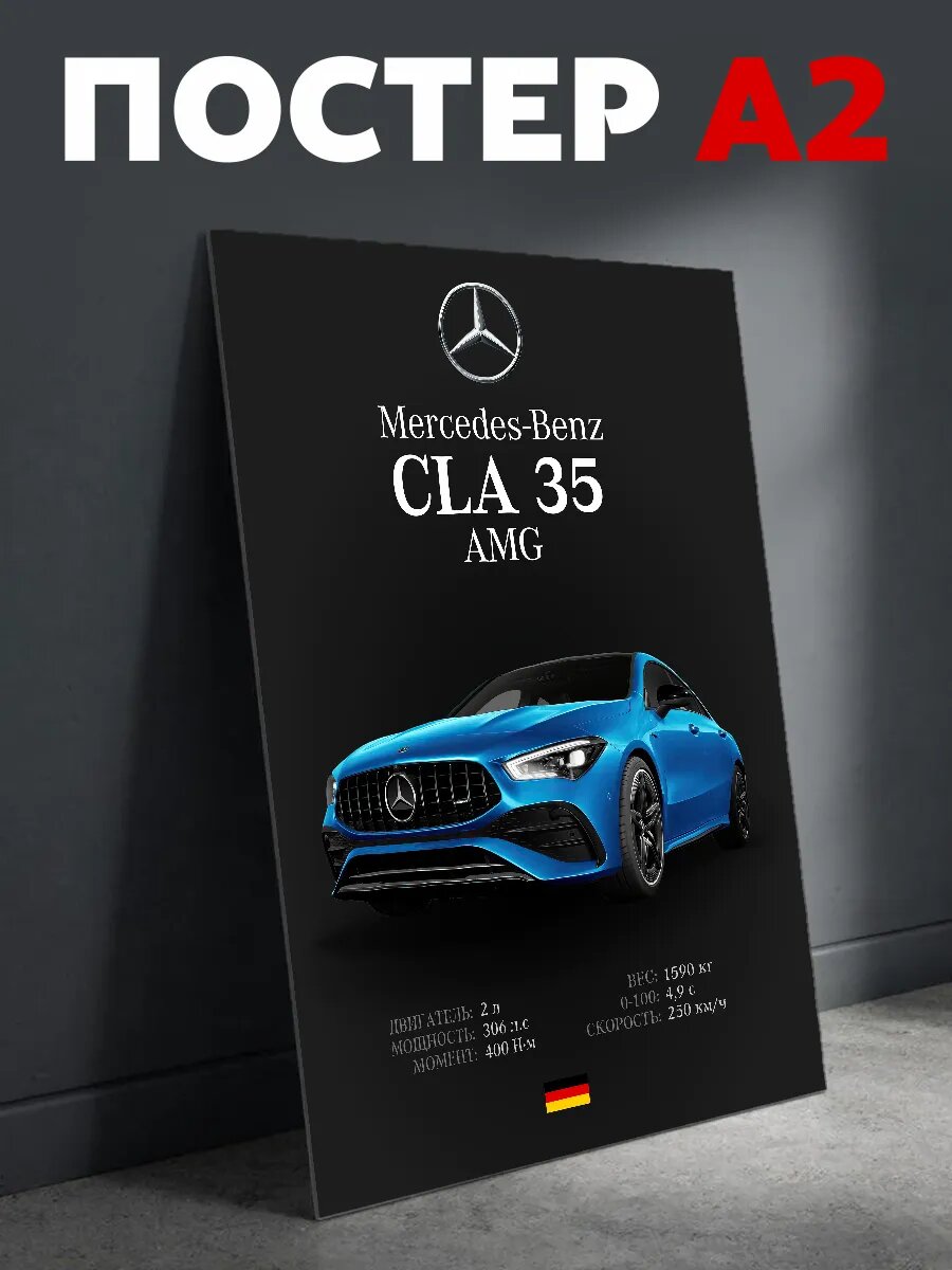 Постер на стену Mercedes-Benz CLA 35 АМГ плакат А2