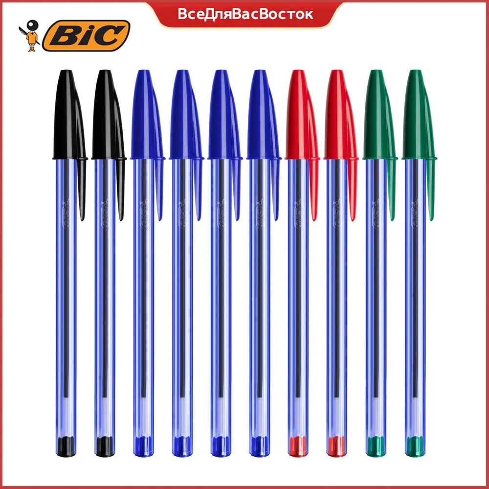 BIC Ручка Шариковая, толщина линии: 1.2 мм, цвет: Разноцветный, 10 шт.