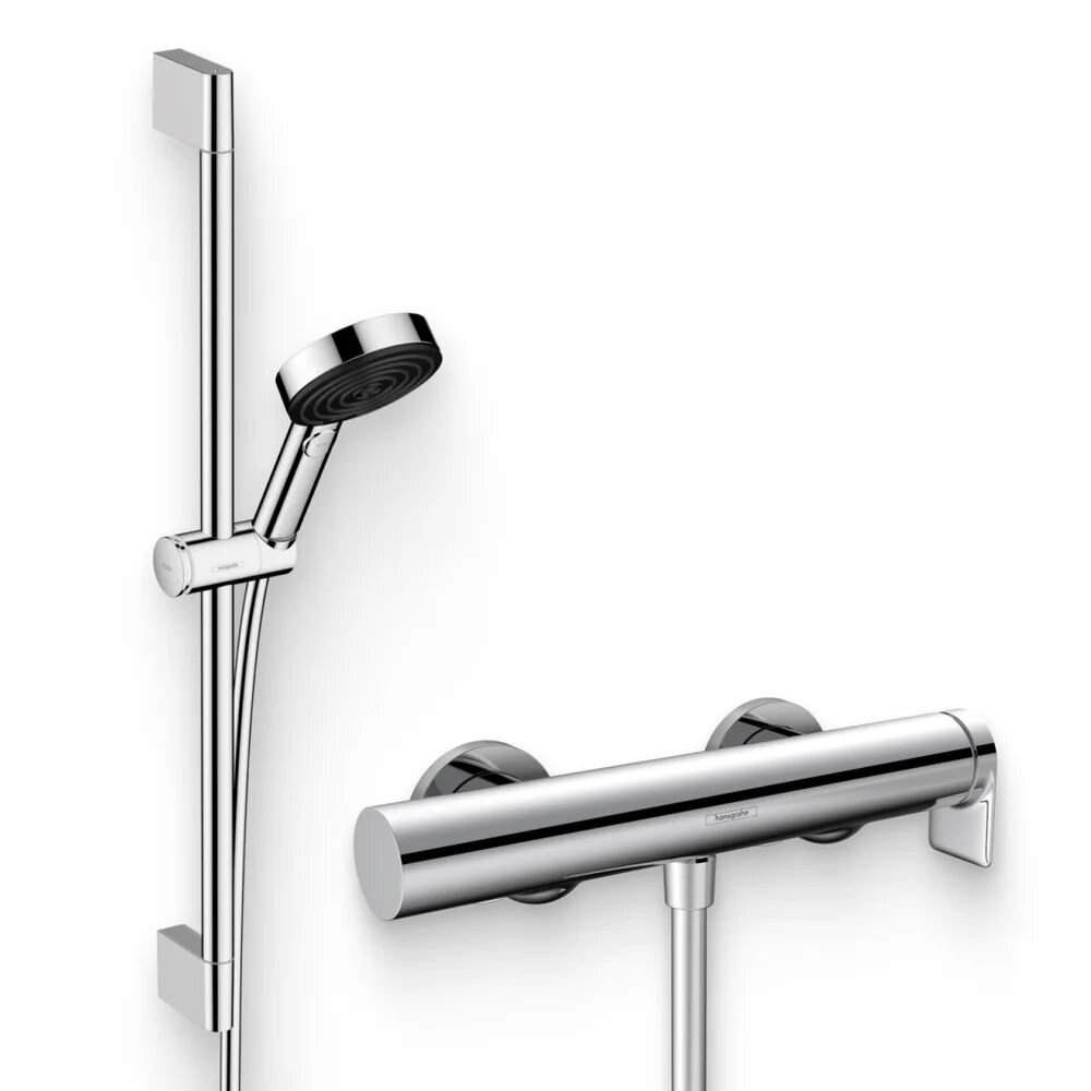 Душевой комплект Смеситель для душа Hansgrohe Vivenis 75620000 глянцевый хром / Гарнитур Pulsify Relaxation 105 3jet 24160000, хром
