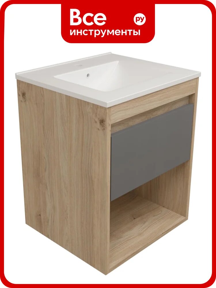 Фасад для тумбы в ванную Teymi 50 см Vitra цвет графит T60407 ЦБ-00284754