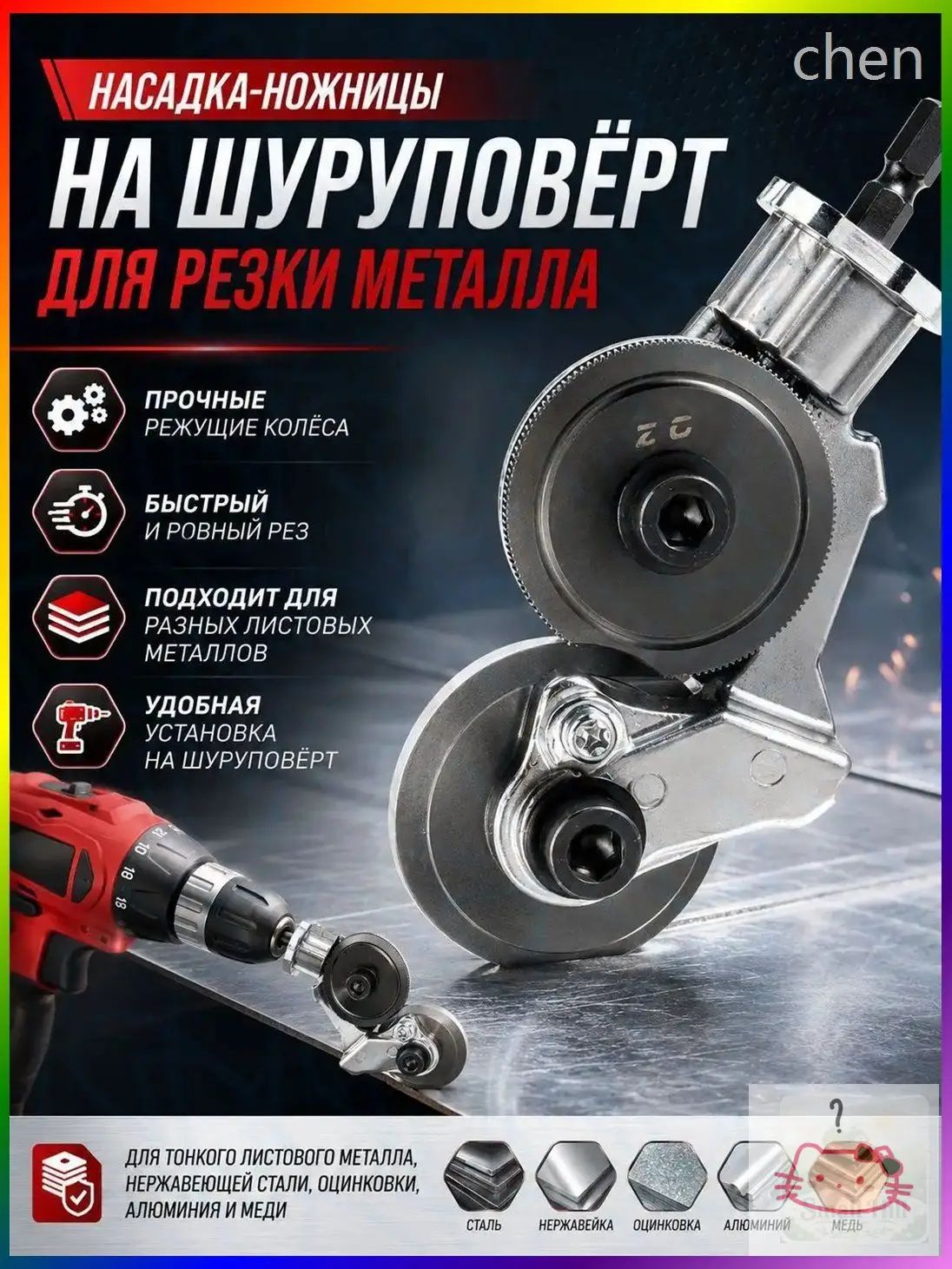 Насадка на шуруповерт ножницы по металлу электрические для резки металла1