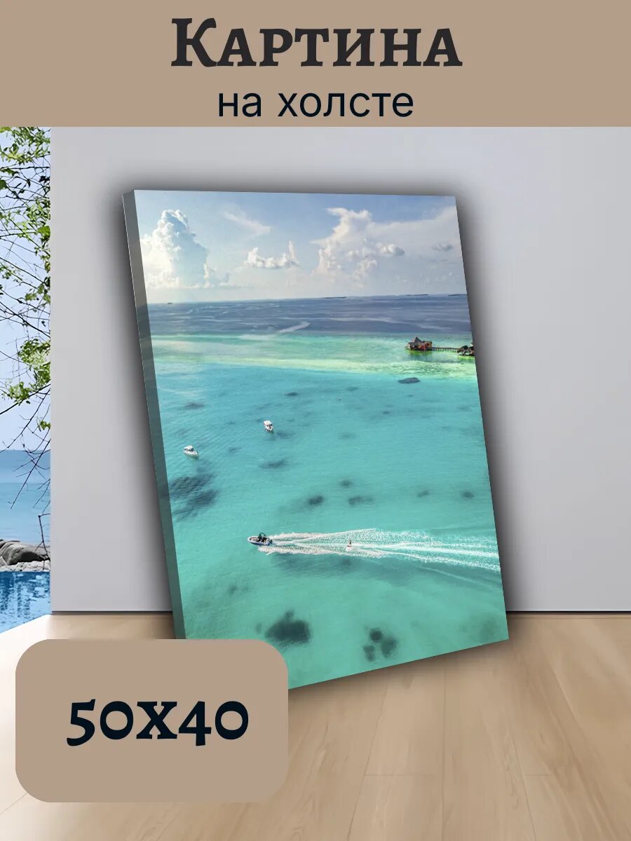 Картина Постер Мальдивы Maldives 40x50 вид с лодки