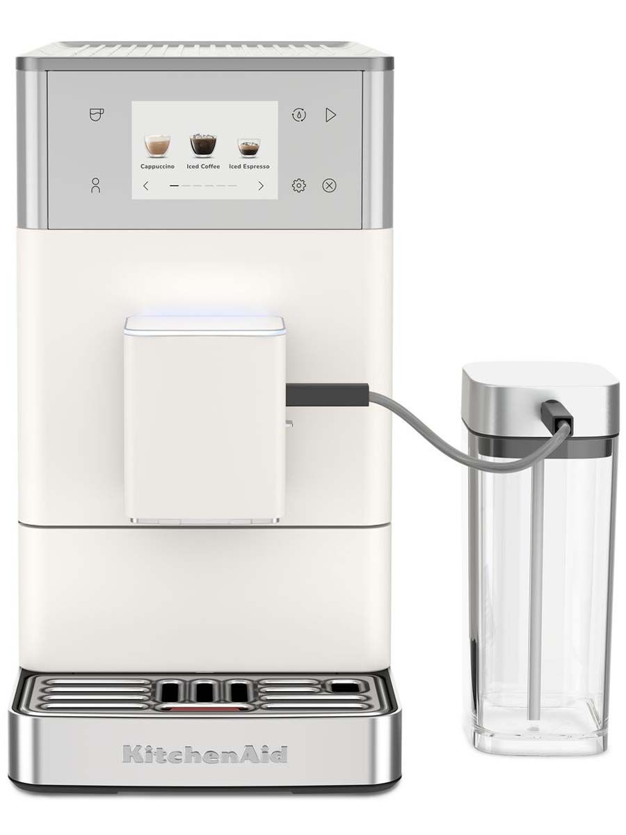 Автоматическая кофемашина Kitchenaid 5KES8454EPL, 15 бар, одновременное приготовление капучино в 2 чашки, сенсорная панель с LED-индикацией, 4 профиля, емкость для молока в комплекте, фарфоровый белый