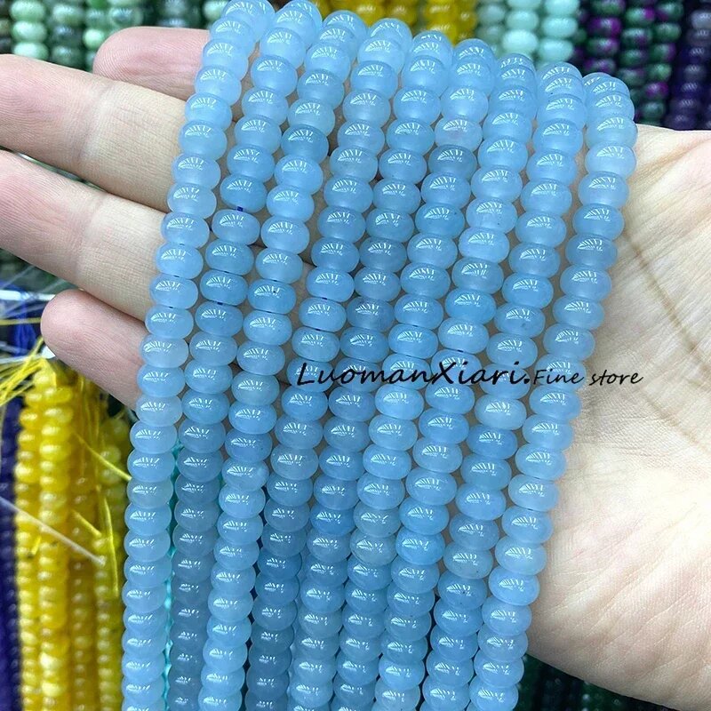 LUOMAN XIARI Бусины из серых халцедона 5x8 мм 5x8mm 15in 72-75pcs, aquamarine color 021
