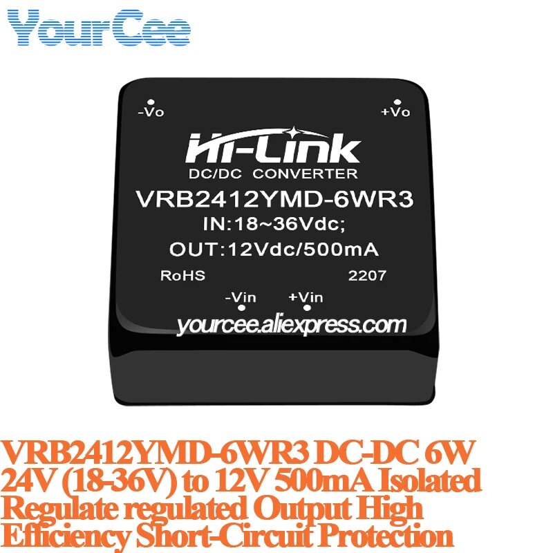 Изолированный преобразователь напряжения DC-DC 5W/6W/10W Your Cee 24В в 15В/5В/12В VRB2412YMD-6WR3