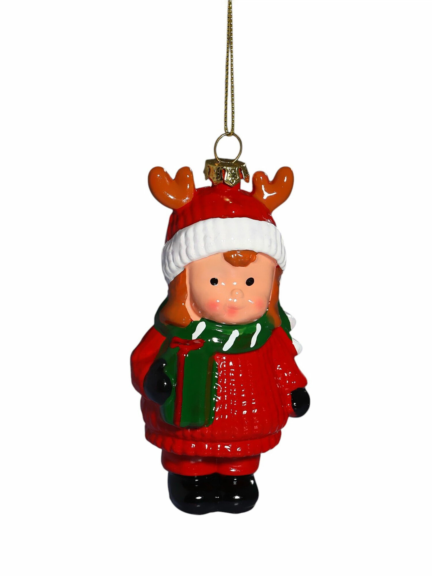 Ёлочная игрушка "Праздник. Девчонка", 11.5x6.5 см, красная, цвет: красный