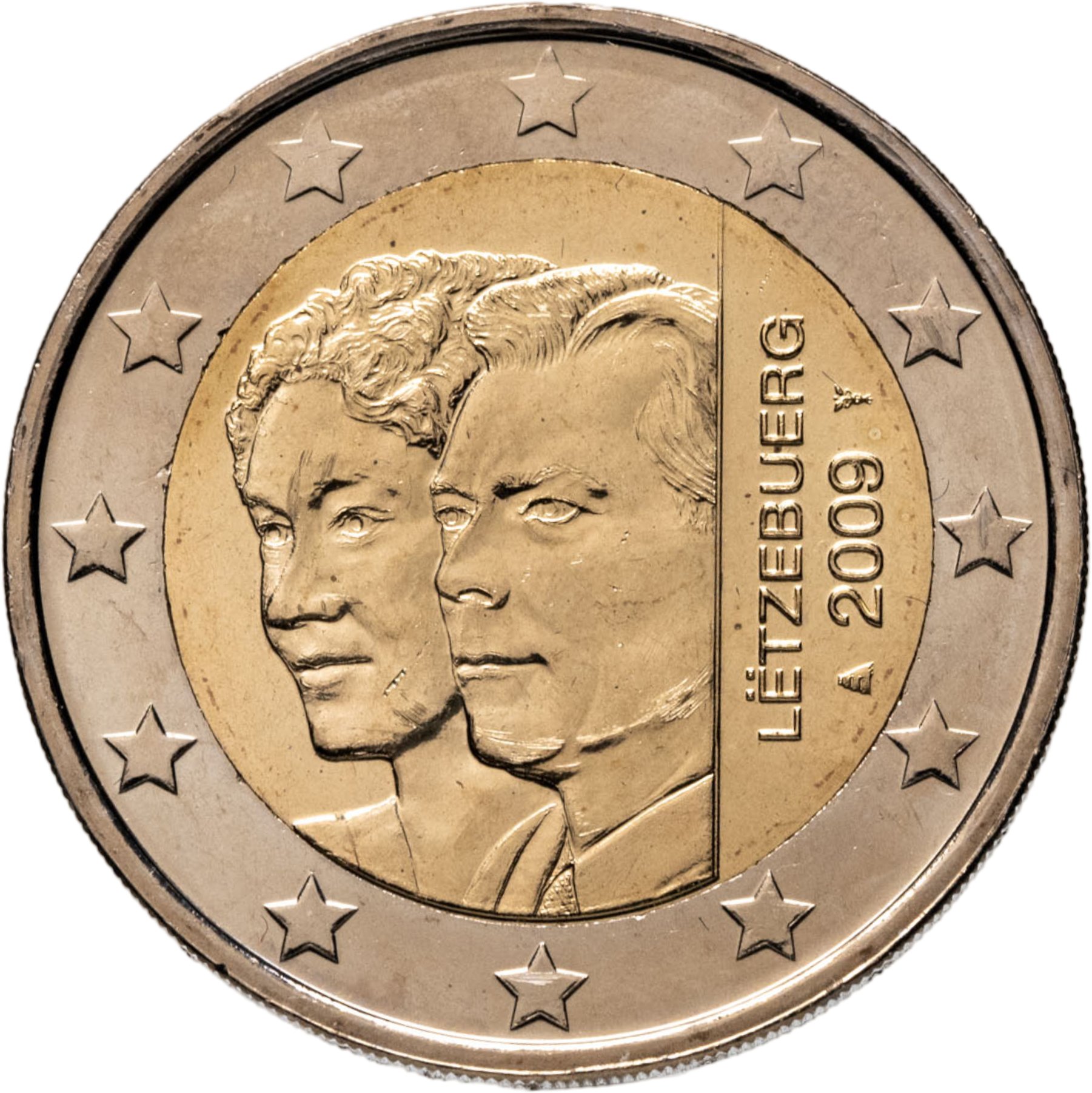 Люксембург 2 евро 2009 "90 лет со дня вступления на престол великой герцогини Шарлотты", Биметалл, в сохранности UNC