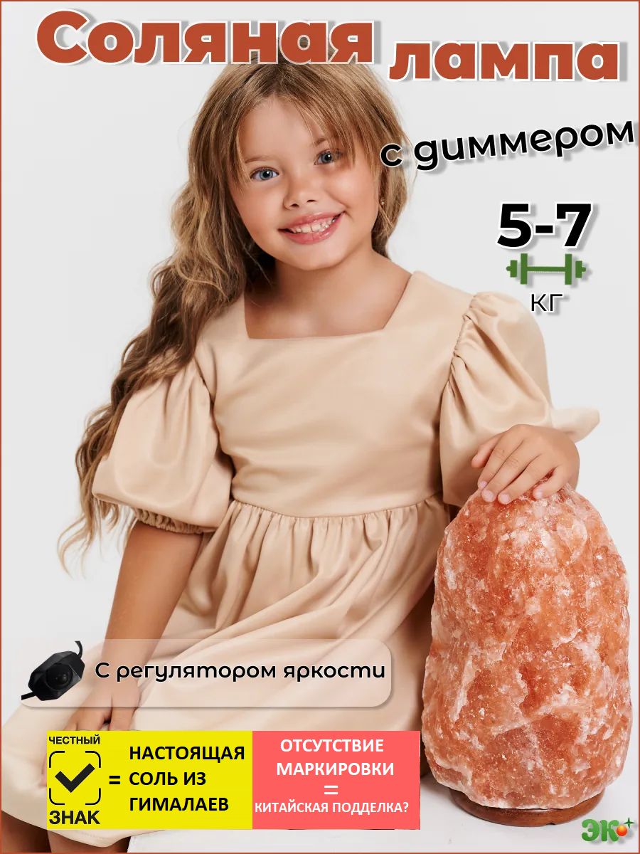 Солевая лампа "Скала" 5-7кг с диммером, Соляная лампа ЭКО плюс
