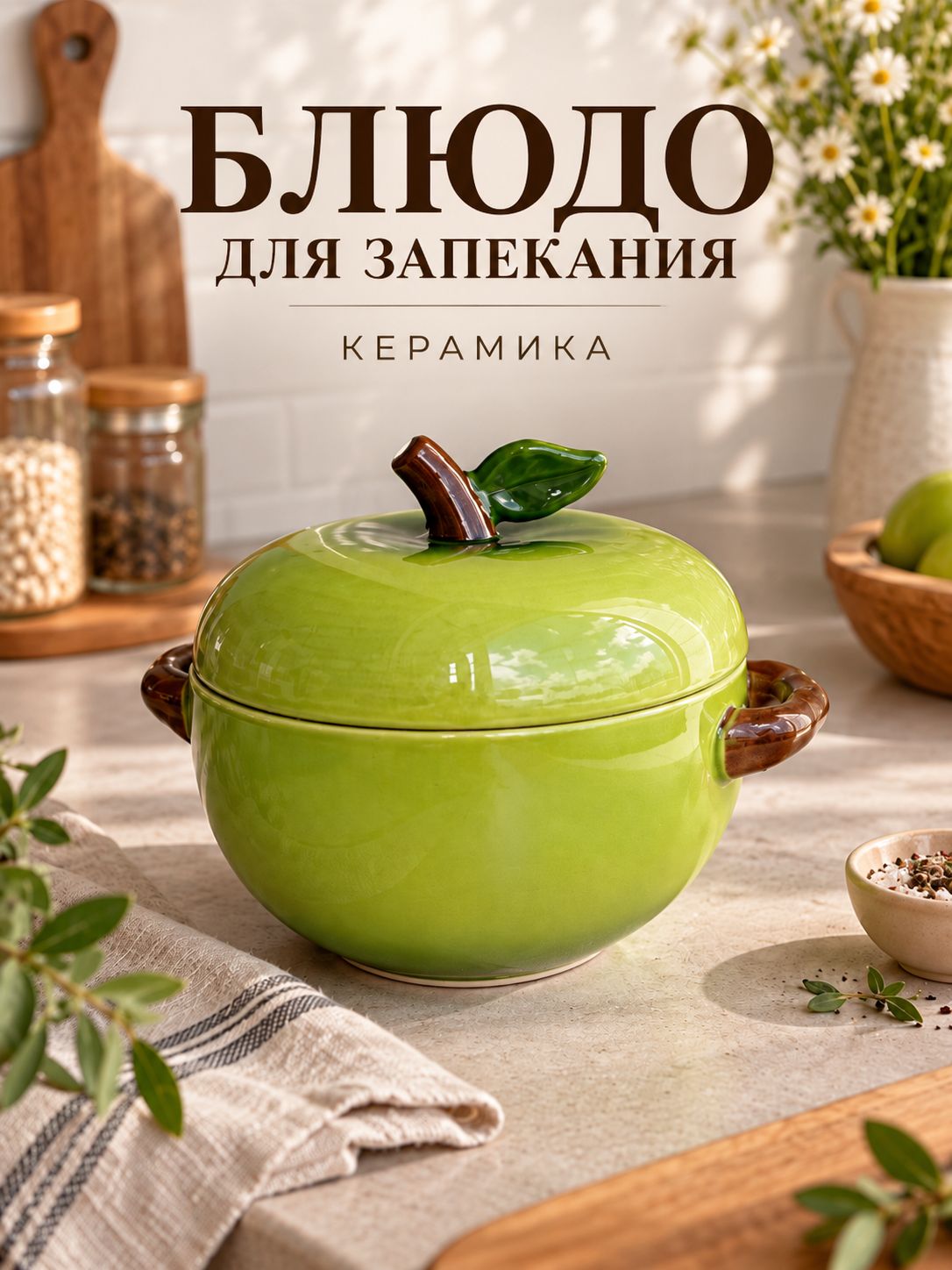 Форма для запекания и подачи 15,5см Яблоко керамика. Блюдо для сервировки