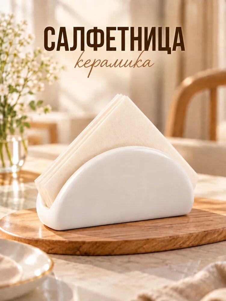 Салфетница «Классика», 12×4.5×7 см, керамическая, цвет белый