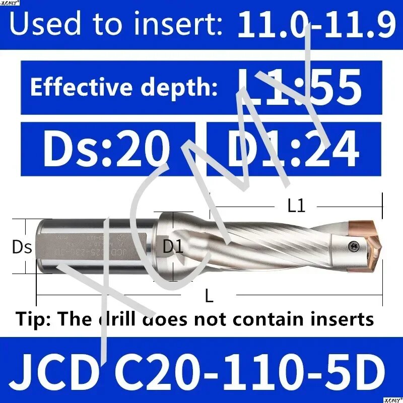 Сверло JCD C20-110-5D, L1:55, Ds:20, D1:24