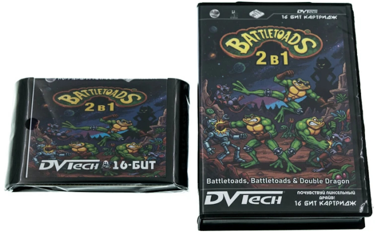 Игра Коллекционный сборник 2 в 1 Боевые жабы (Battletoads) (16BC-010) Русская Версия 16 bit Картридж для Sega