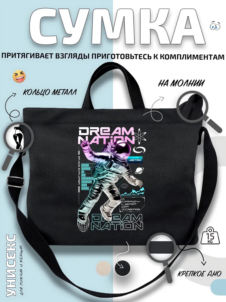 Сумка шоппер  Astro в космосе стильный принт