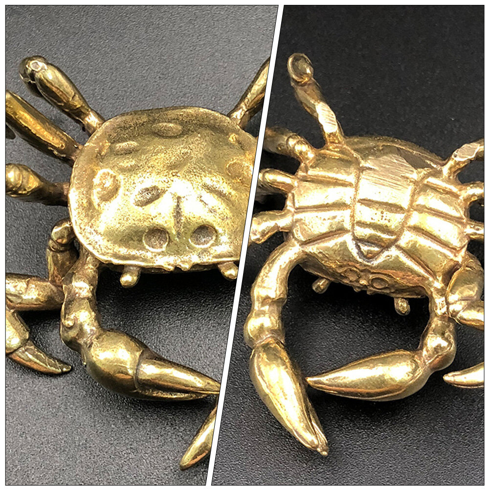 Brass Crab Ornament 1 Pc Изделие Из Металла Стильное Украсит Фото Размер 6.5X6Cm Золотой