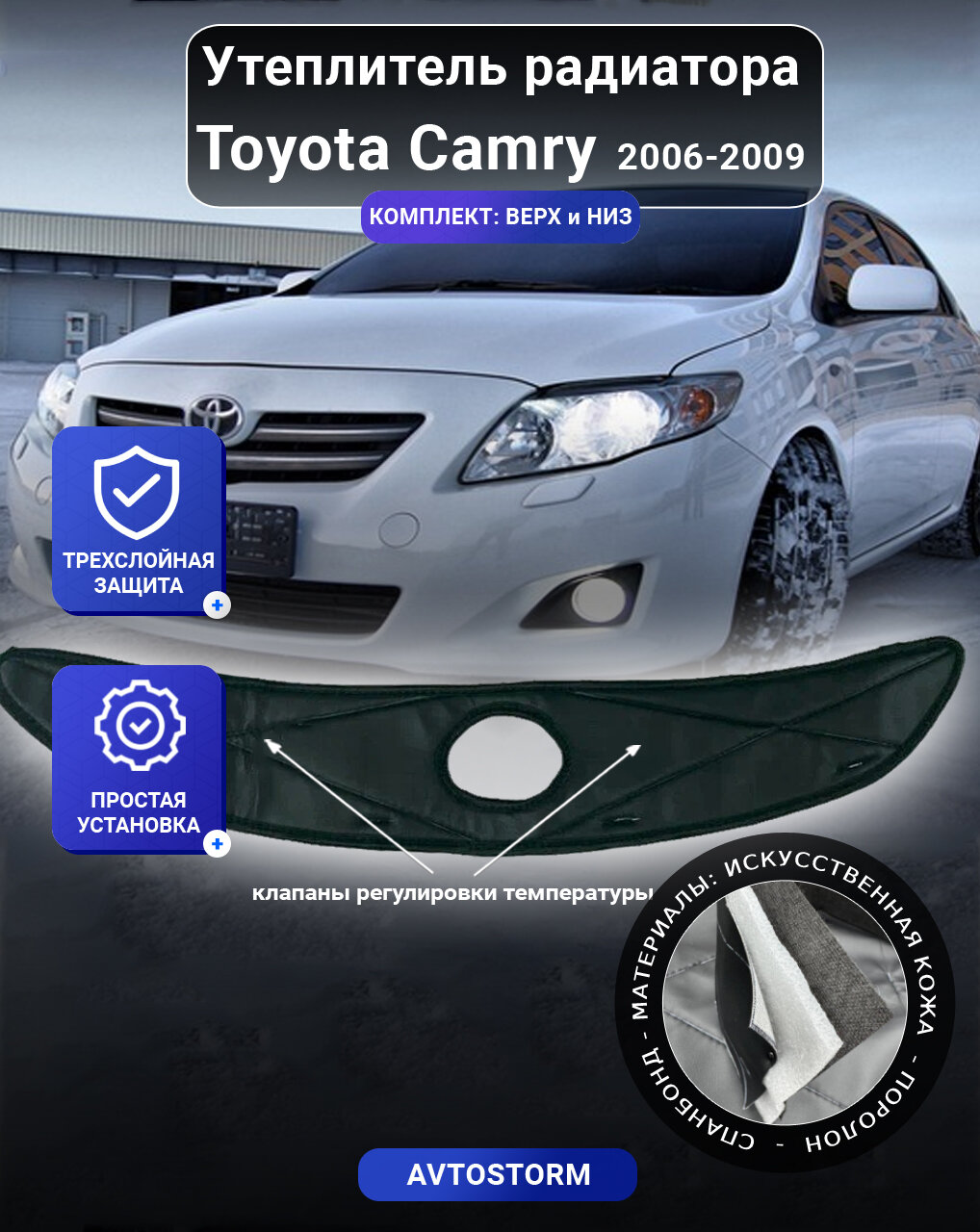Утеплитель радиатора для автомобиля Toyota Camry V40 2006-2009 - Тойота Камри В40