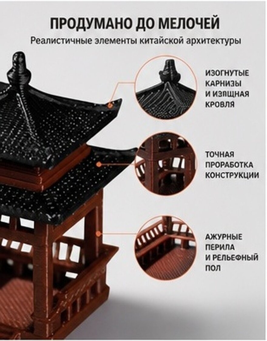 Павильон Для Аквариума И Сада Оформление Бонсай Настольная Декорация Китайский Стиль 4.00X3.50X3.50Cm