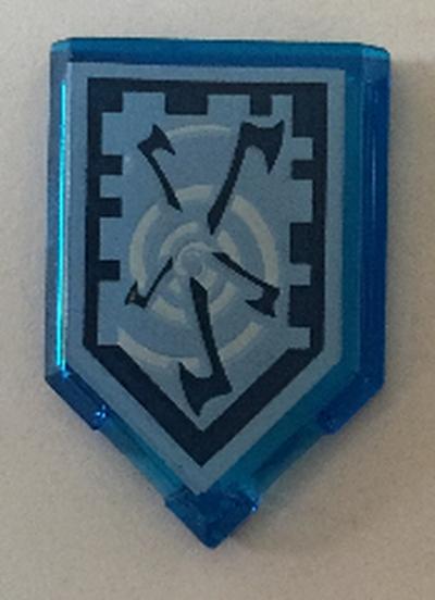 Деталь Lego 22385pb043 Tile, Modified 2 x 3 Pentagonal with Nexo Power Shield Pattern - Whirlwind
