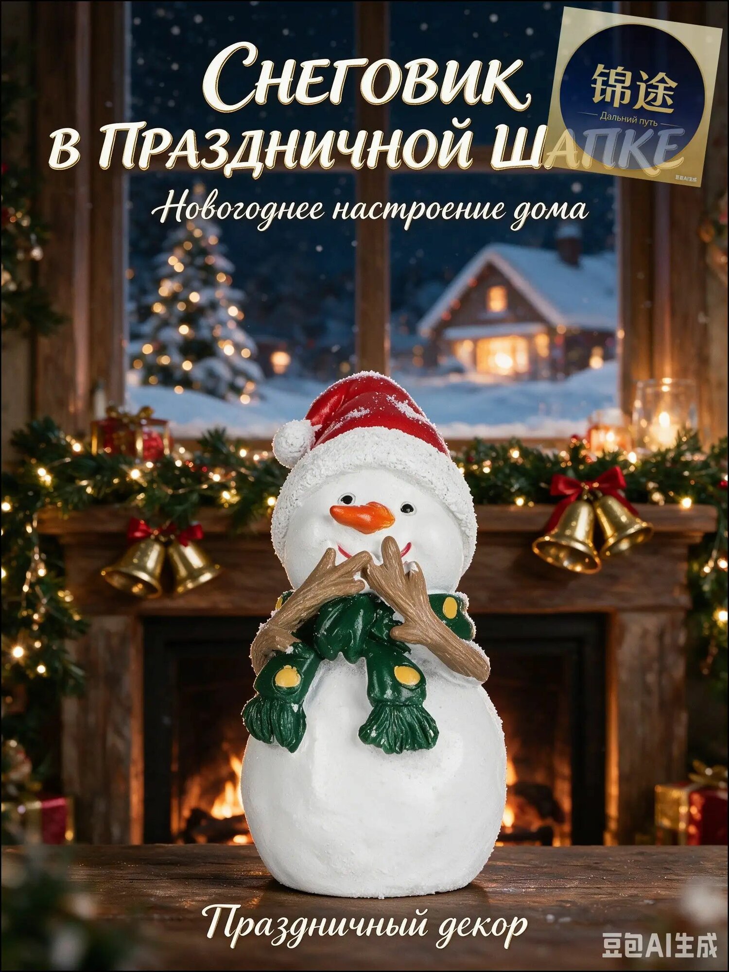 Фигурка декоративная snowman 1, высота 8 см