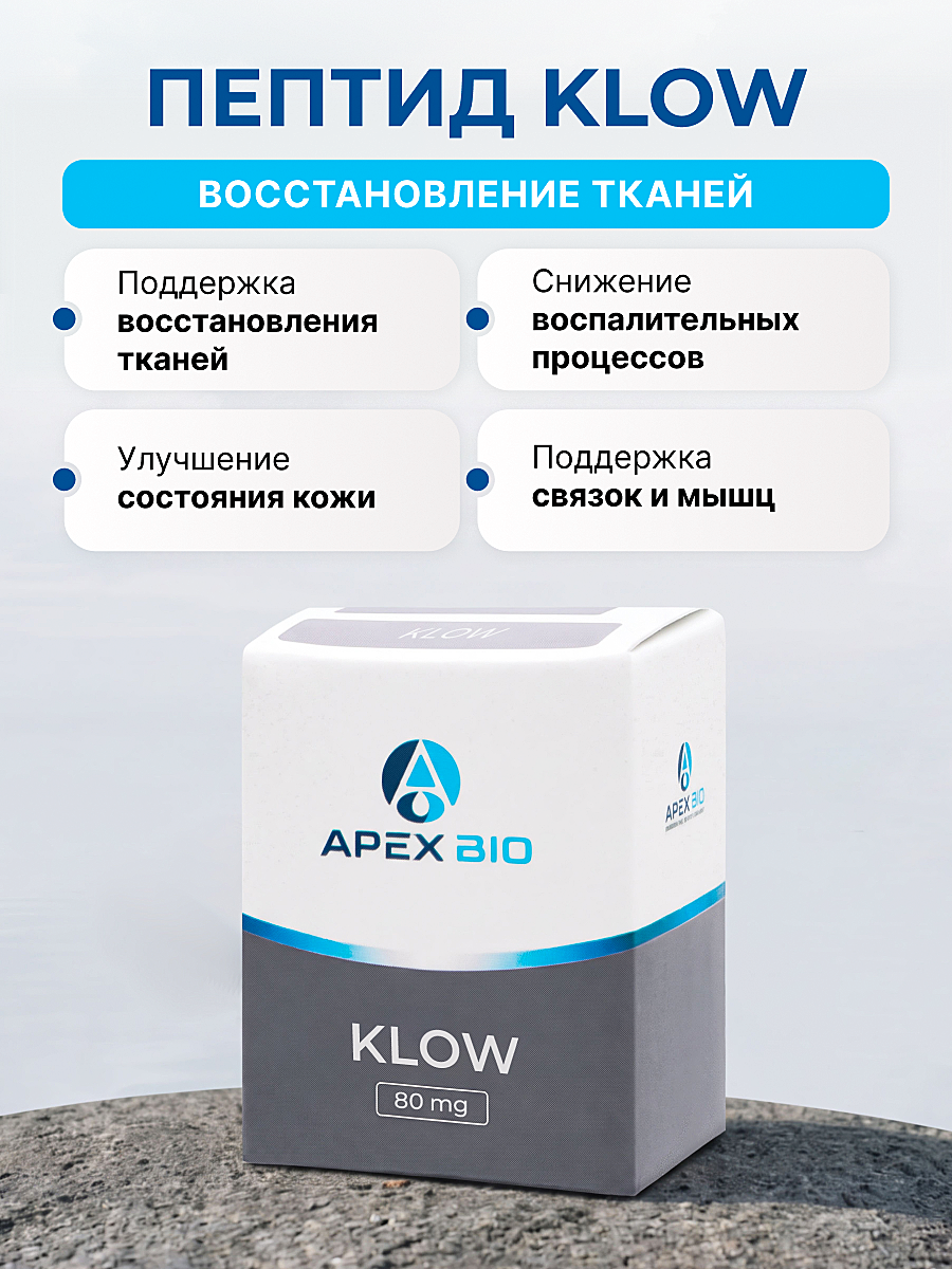 Пептид KLOW 80 мг (ghk-cu 50мг, tb-500 10мг, bpc-157 10мг, kpv 10мг) от Apex Bio