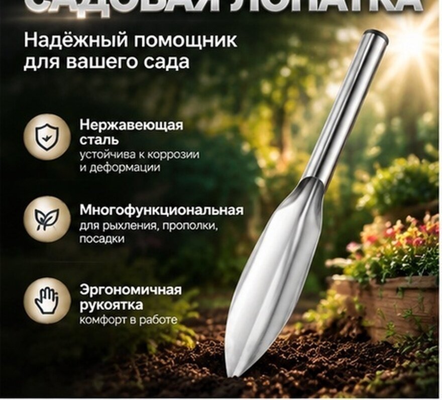 Садовая Лопата Из Нержавеющей Стали Для Посадки Рыхления И Прополки Сорняков 32x4.5Cm