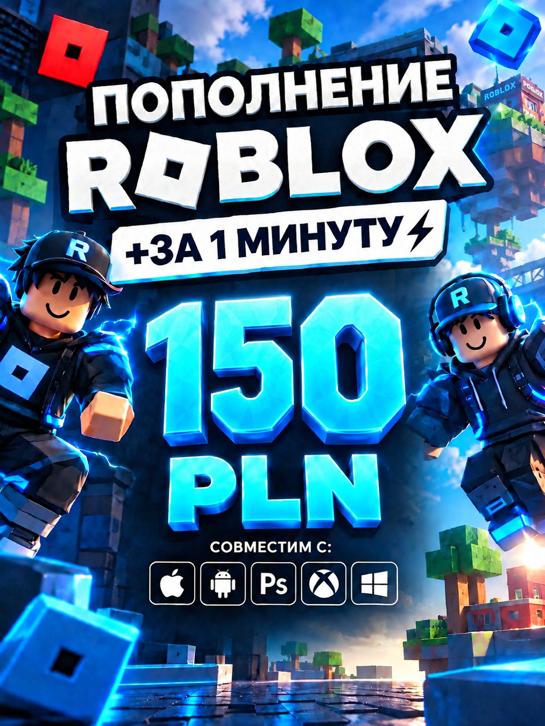Карта пополнения 150 Robux Роблокс Польша