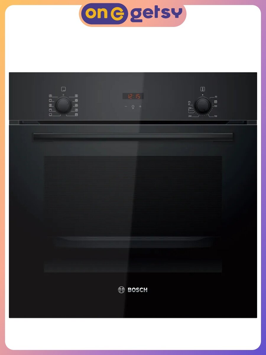Электрический духовой шкаф Bosch HBF512BB1T, 59.4 см, 66 л, гриль, конвекция, гидролитическая очистка, чёрный