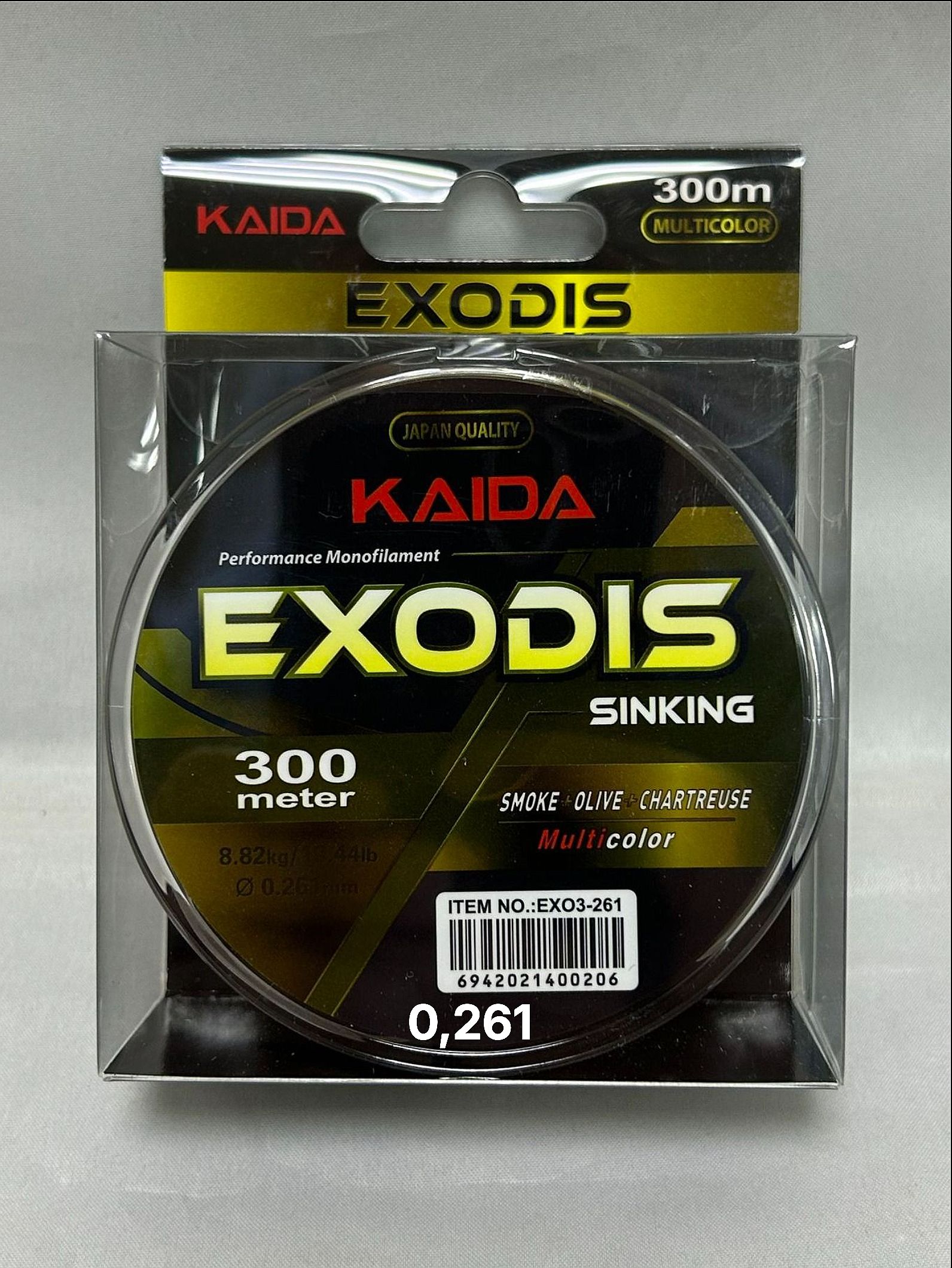 Леска рыболовная KAIDA EXODIS 0.261 мм - 8,82 кг 300 м, тонущая монофильная