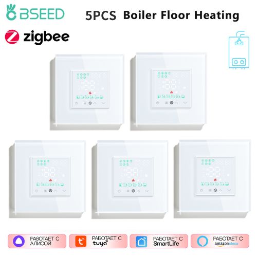Умная термостат котла , Zigbee, Светодиодный сенсорный экран, поддержкой Алисой, рамка стекло